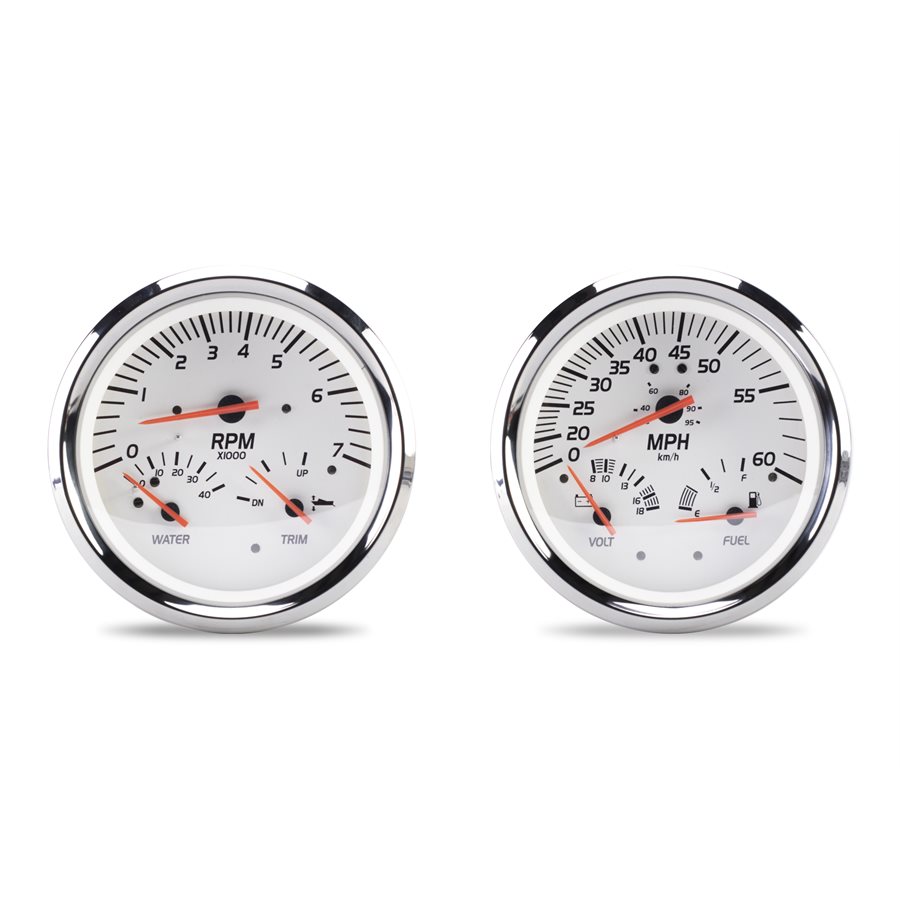 SIERRA 21010P WHITE SERIES 5" MULTI-FUNCTION GAUGE KIT - FITS EVINRUDE ...