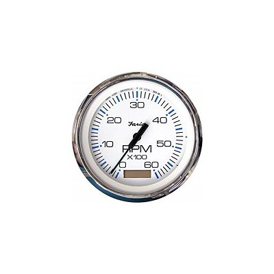 FARIA 33832 CHESAPEAKE WHITE SS 6000 RPM TACHOMETER WITH HOURMETER